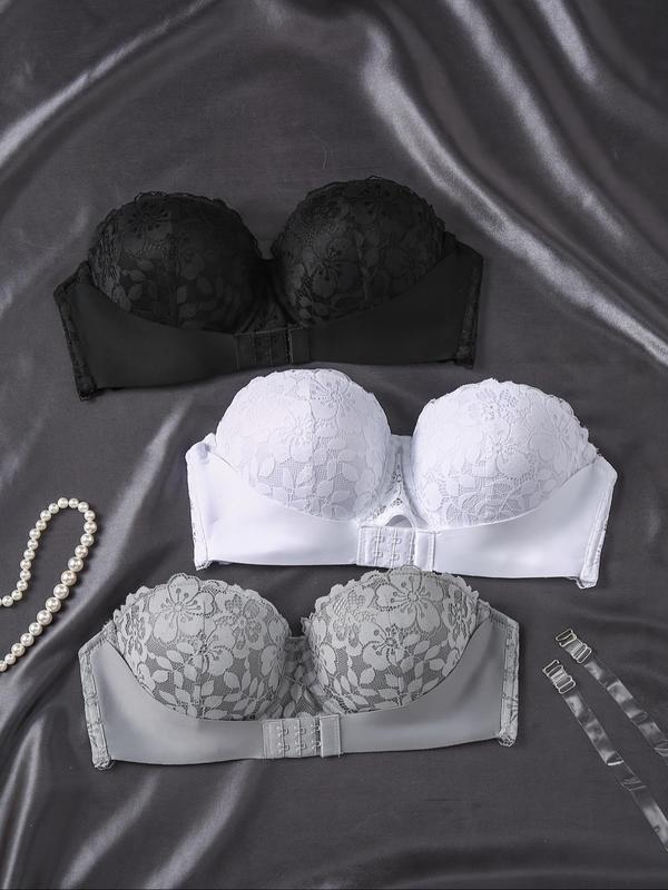 Women's Floral Lace Push Up Bra, Comfortable Breathable Buckle - TikTok ...