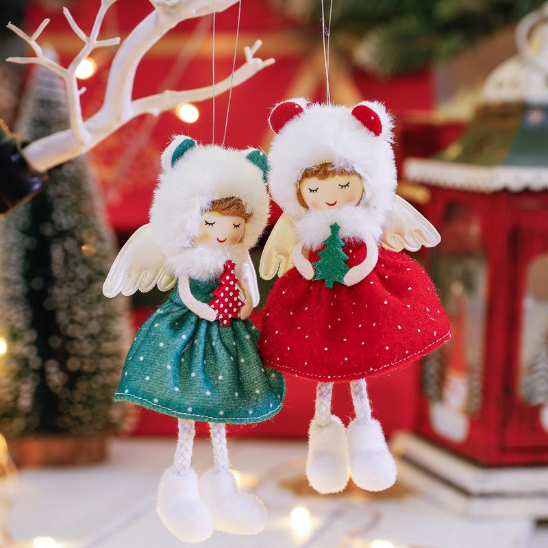 1pc New Red Green Elf Angel Christmas Tree Decoration Small Pendant ...