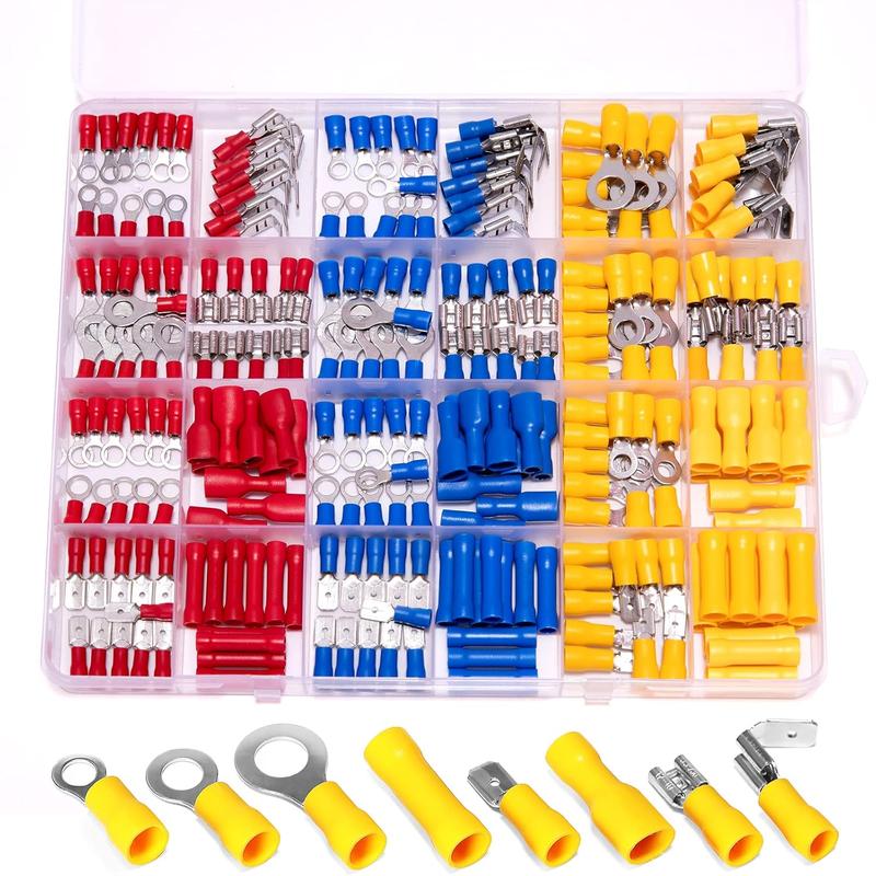 250 count Insulated Wire Connectors Assorted Crimp Terminal Kit ...
