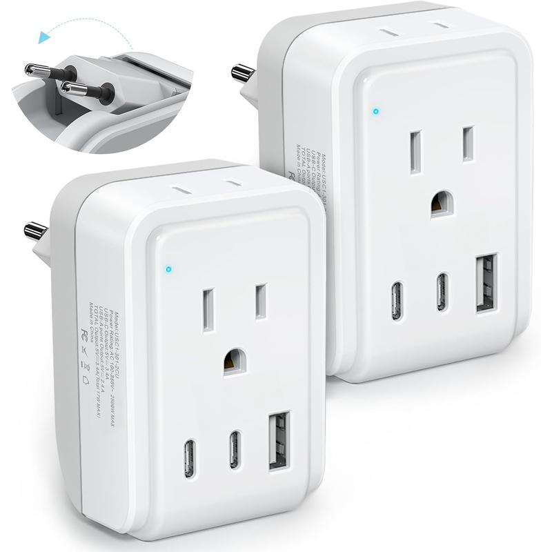 2 Pack European Travel Plug Adapter, Foldable International - TikTok Shop
