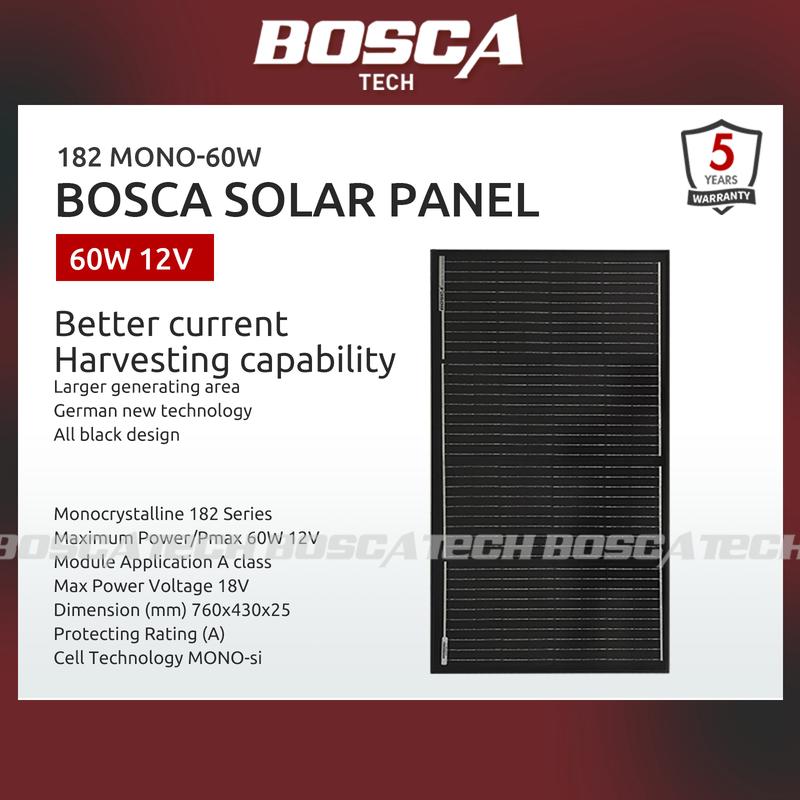BOSCA Monocrystalline Solar Panel 5 YEAR WARRANTY MONO 60W 12V - TikTok ...