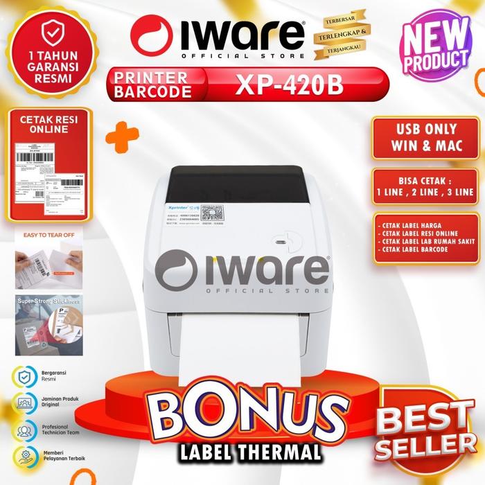 Promo Iware Printer Barcode Thermal Alamat / Label XP-420B Size 4" / A6 ...