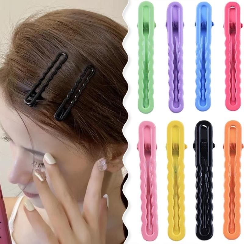 1PC Sweet Colorful Alloy Wave Hair Duckbill Side Clips Hairpin for ...