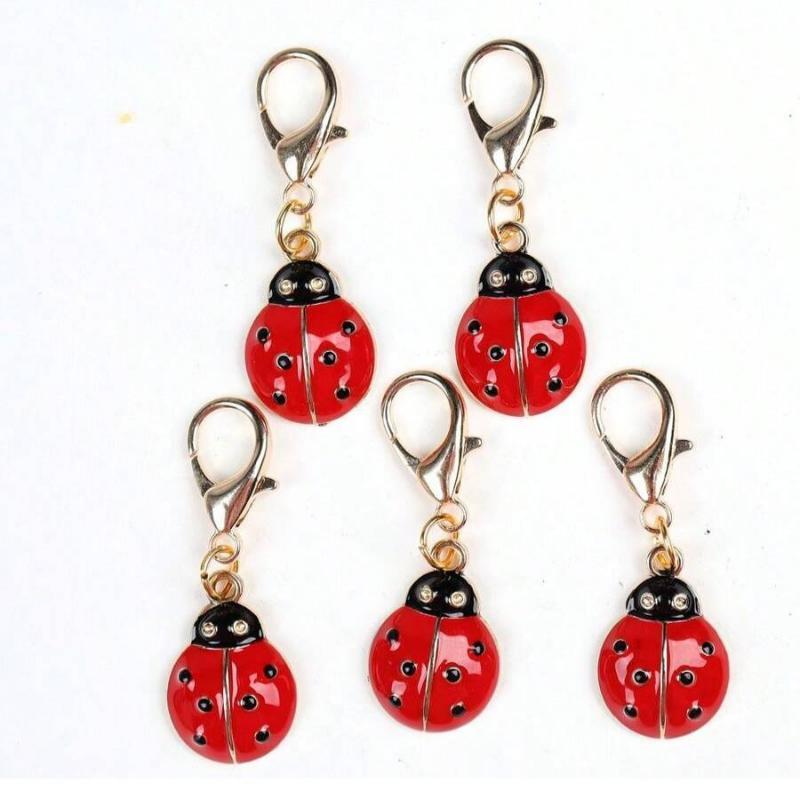5pcs Whimsy Ladybug Keychain Set, Alloy Lobster Clasp Charms, Enamel ...