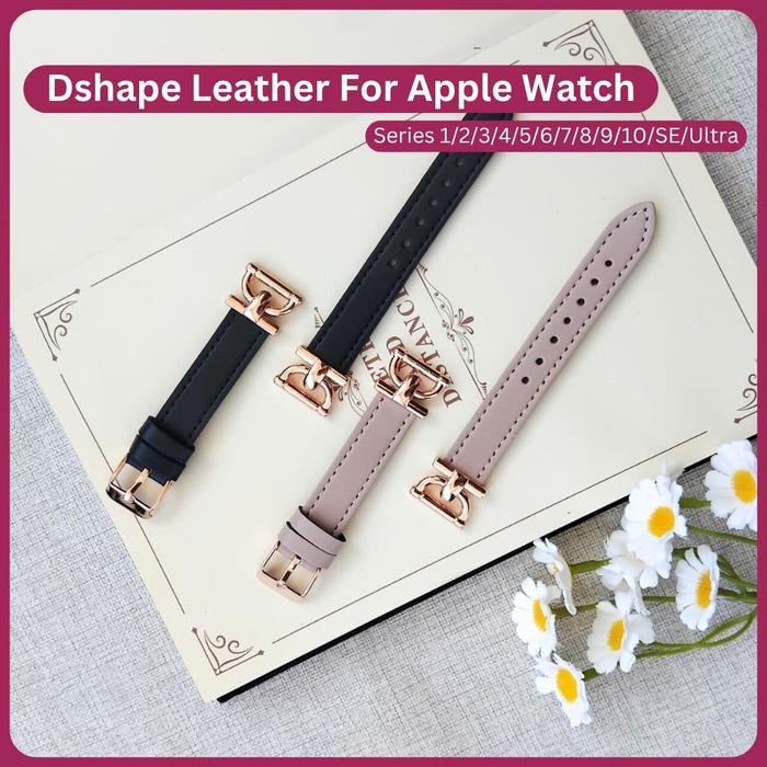 Promo Dshape Leather Strap For Apple Watch series 1 2 3 4 5 6 7 8 9 10 ...