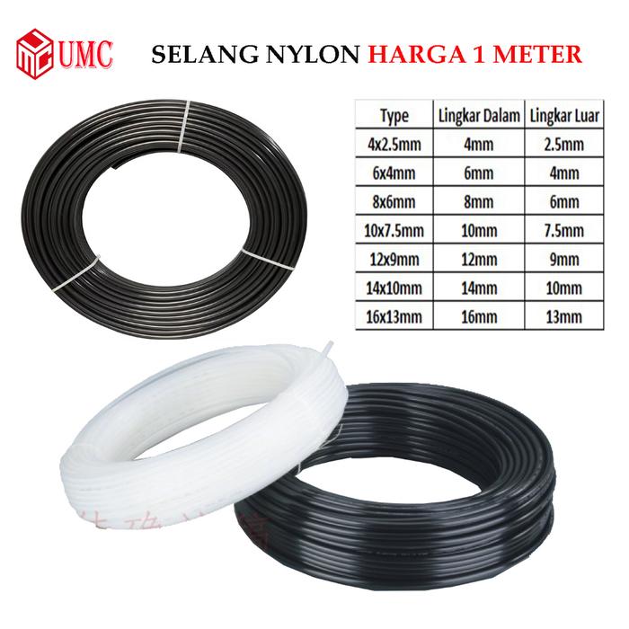 Jual Selang Nylon PA Hose Tube 2.5mm 4mm 6mm 8mm 10mm 12mm 14mm Nilon ...