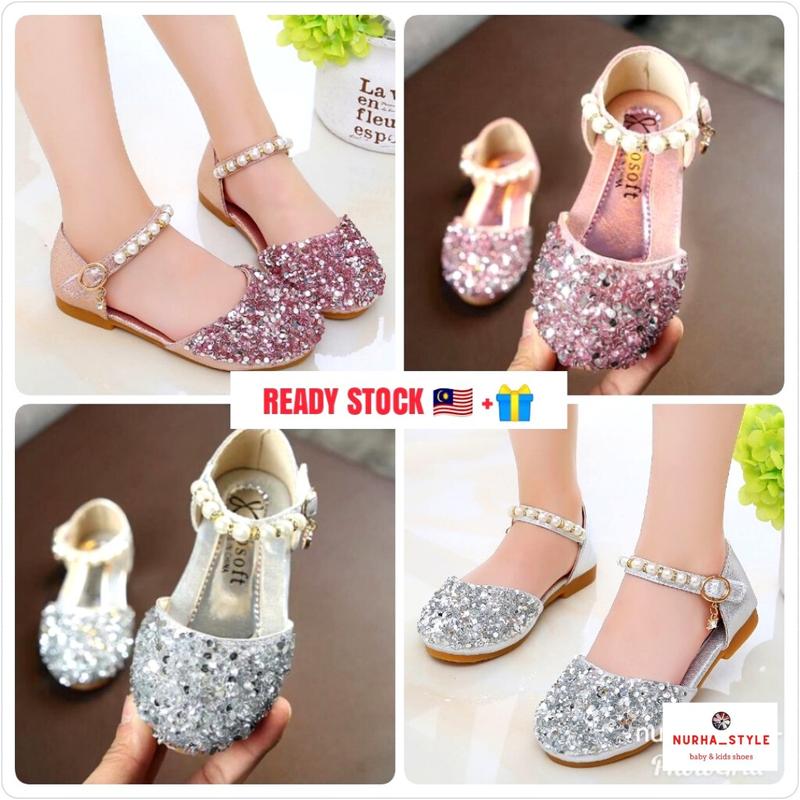 PRINCESS HALF SHOES HEELS KIDS HEELS SHOES KASUT GIRLS HEEL PINK ...