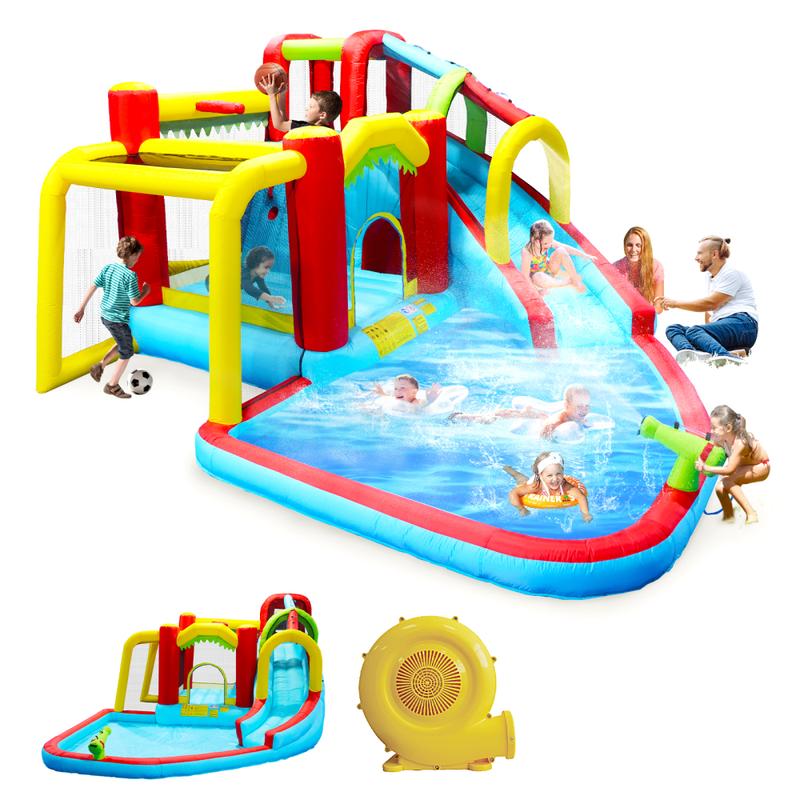 Inflatable Water Park Slide for Kids – Continuous Blower Inflation ...