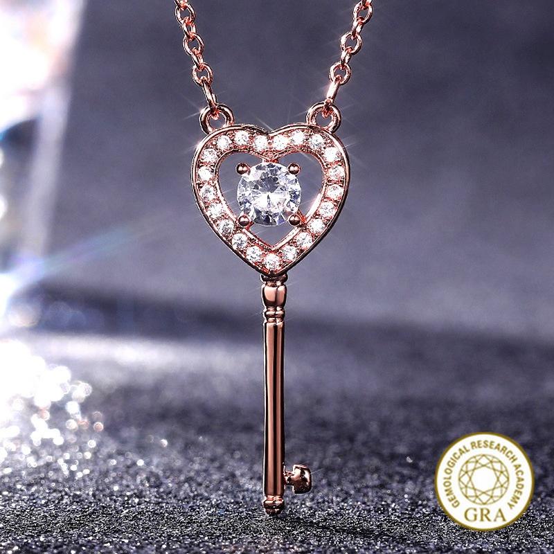 [Free GRA Certificate] New Women's Fashion Love Key Pendant Necklace ...