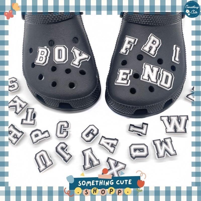 (Beli lima percuma satu)Resin Jibbitz, Siri Huruf Hitam dan Putih ...
