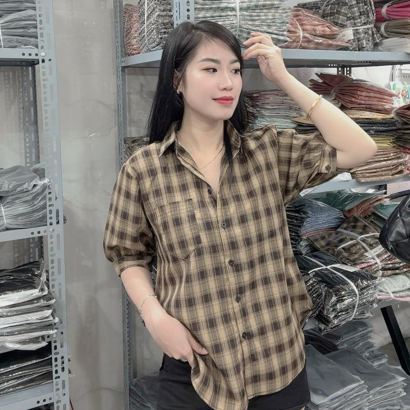 Áo Sơ Mi Nữ Sọc Caro TL Nút Sau Lưng RR1 - TikTok Shop Vietnam