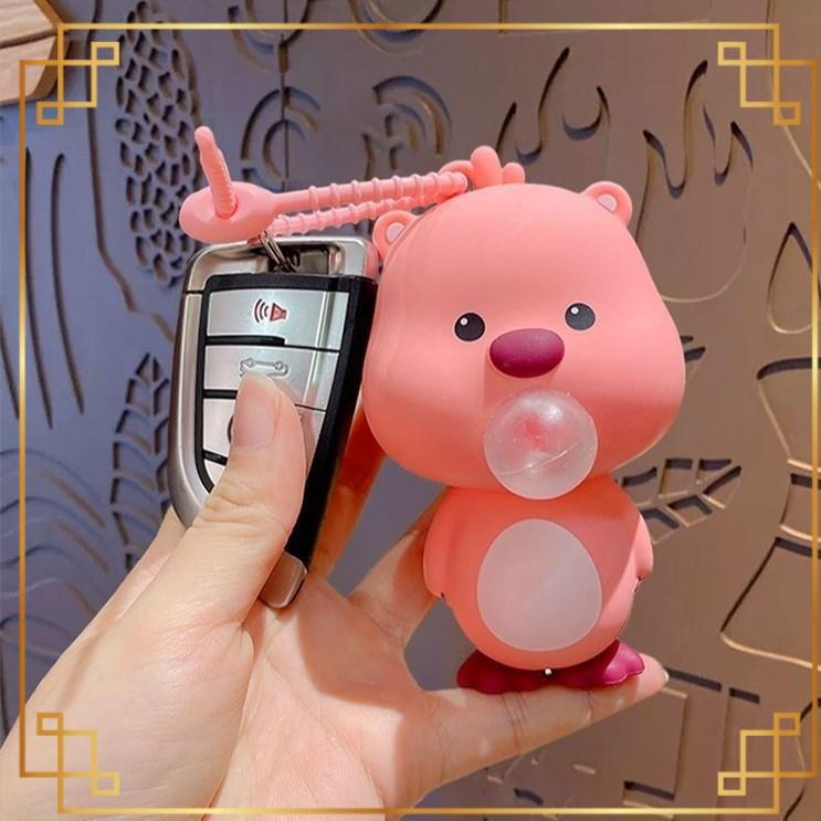 Chewable foam keychain, loopy pink small bear design, picit doll ...