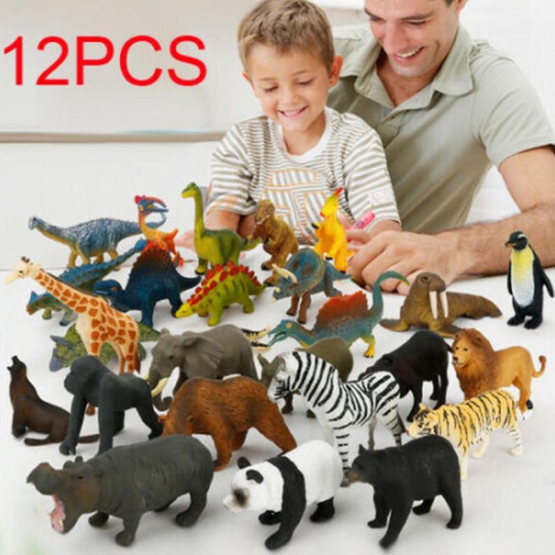 Dinosaurus Dunia Haiwan Mini, 12 keping / set, model Zoo, kartun ...