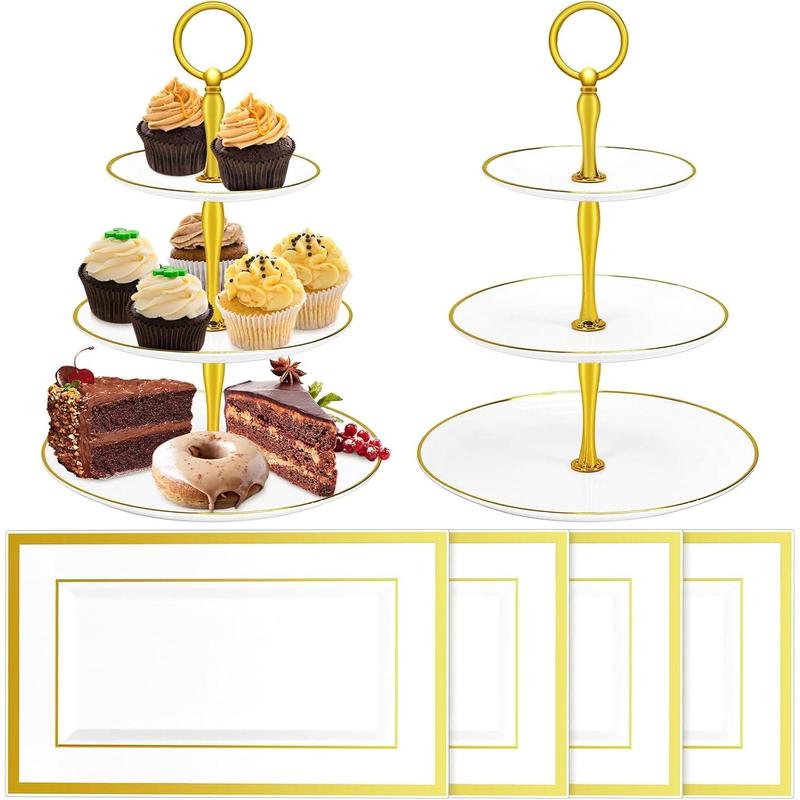 6 count Cake Stand Set,Plastic Dessert Table Display Set,3-Tier ...