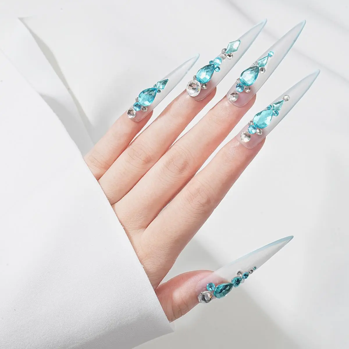DIY Long Fake Nail with 1 Sheet Tape & 1 Piece Nail File, 10pcs ...