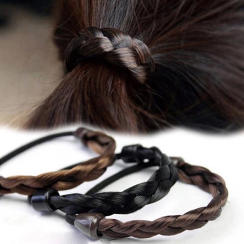 Rambut palsu tocang Korea untuk wanita, ikat rambut asas, gelang ...