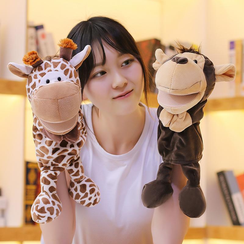 35cm Cartoon Animal Hand Puppet Parent-child Game Doll Lion Elephant ...