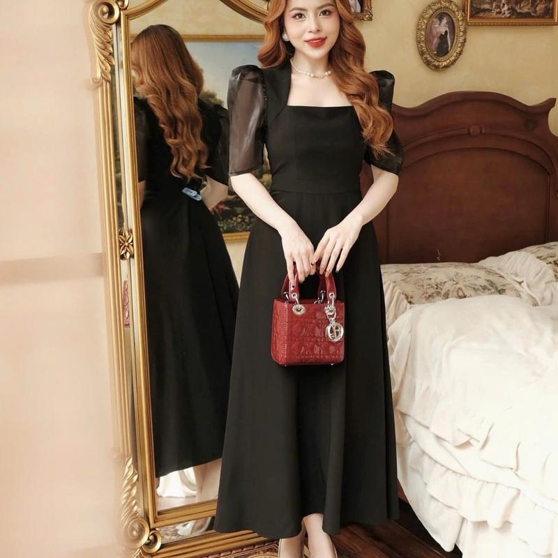 Mã D52 đầm nữ dài co giãn phối tơ - TikTok Shop Vietnam