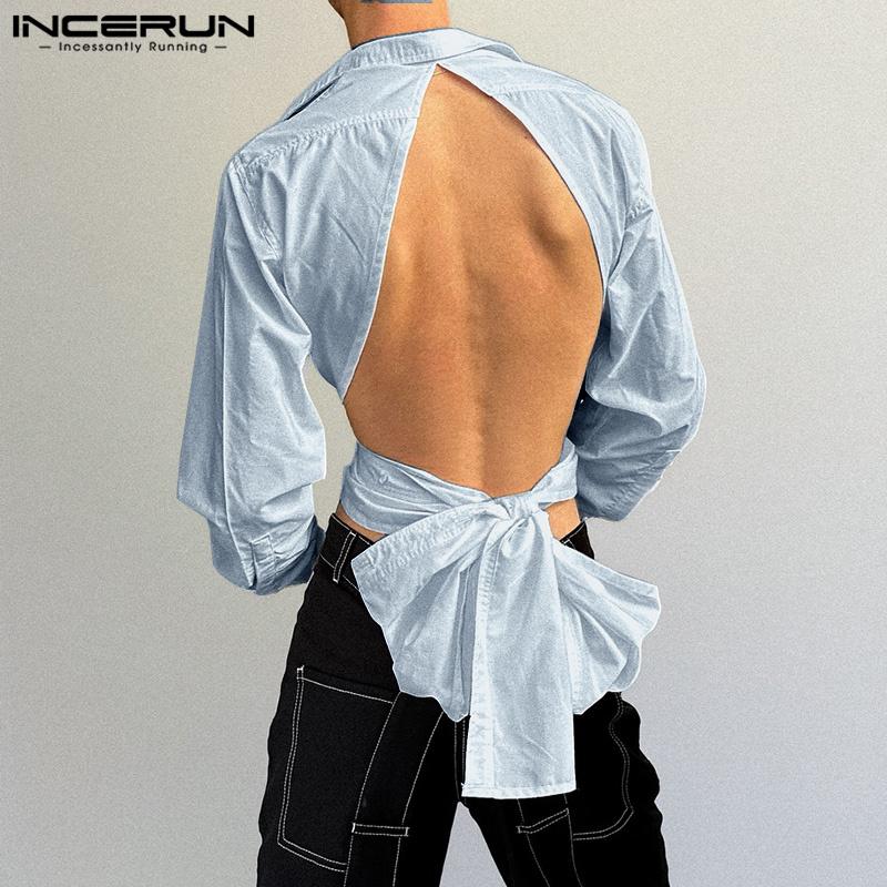 INCERUN Men's Deconstruct Design Full Sleeve Solid Top Backless ...