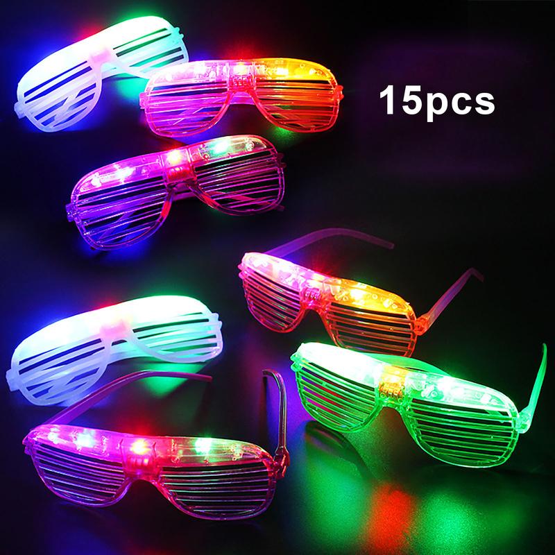 [eegaeor]-15 Pairs LED Neon Party Glasses Glow in The Dark Vibrant ...