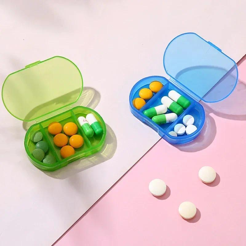 Pill Box Mini Pill Case 3 Grids Tablet Pill Organizer Case Dispenser ...