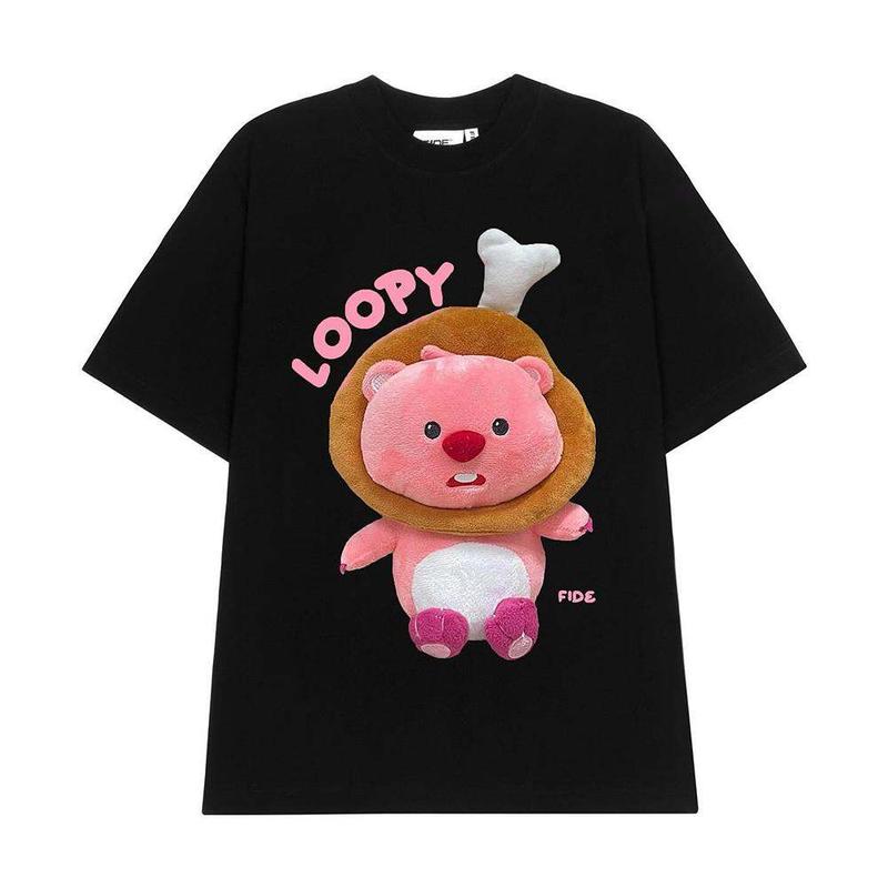 Oversized T-Shirt loopy printed T-shirt casual Korean short-sleeved - TikTok Shop Philippines