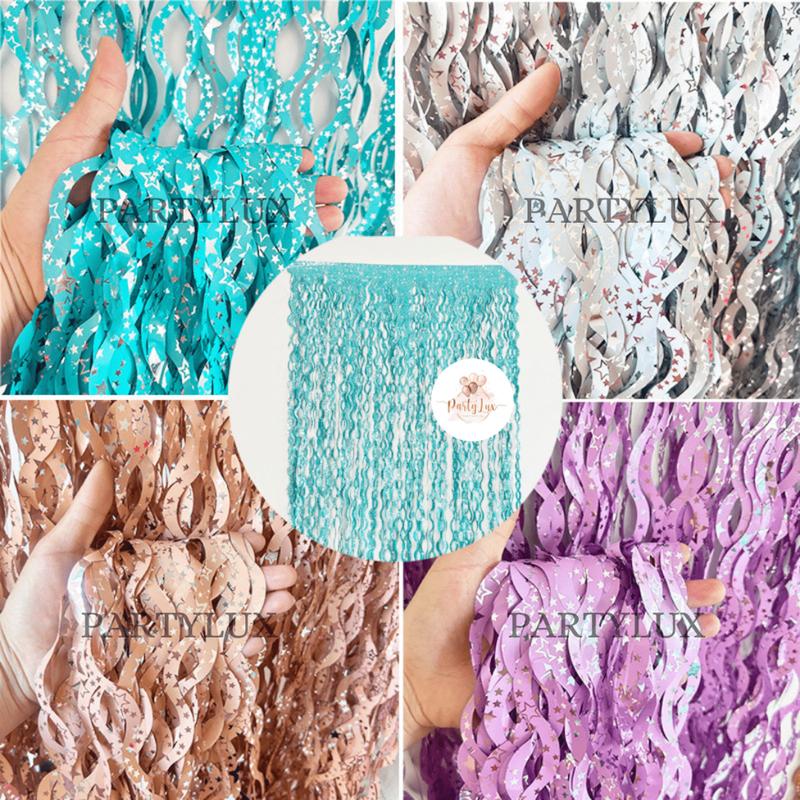 Tirai Rumbai Gelombang Motif / Tirai Foil Keriting Wavy Curl - Shop ...