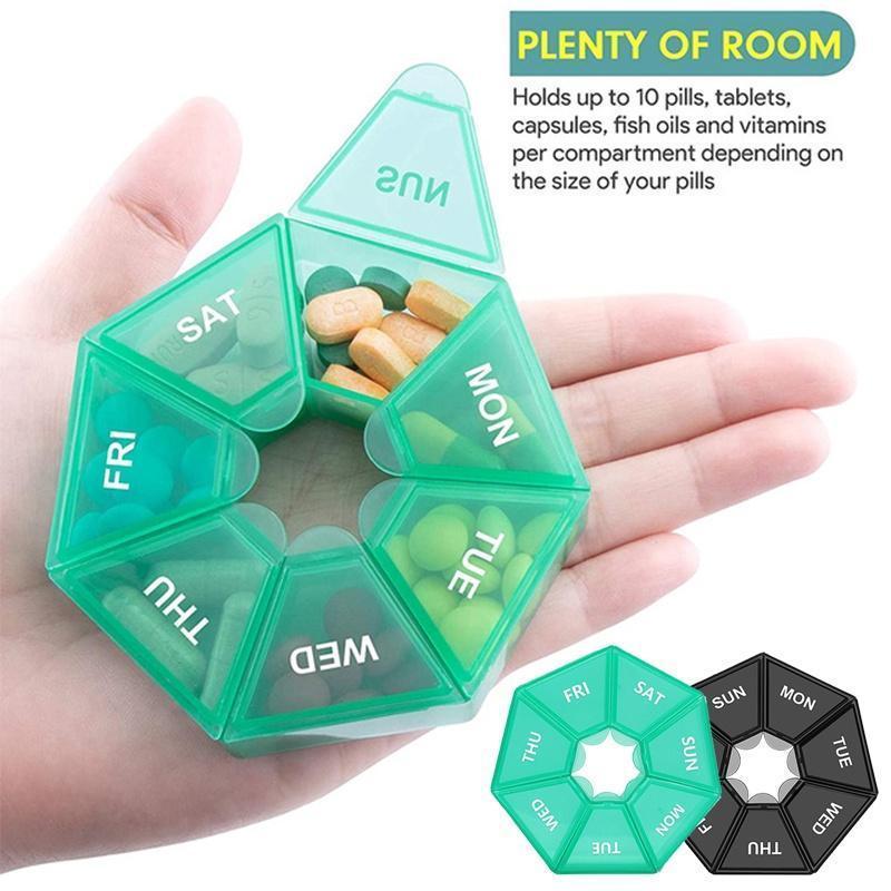 One week 7-corner pill box, round 7 grids, small pill box fo - TikTok ...