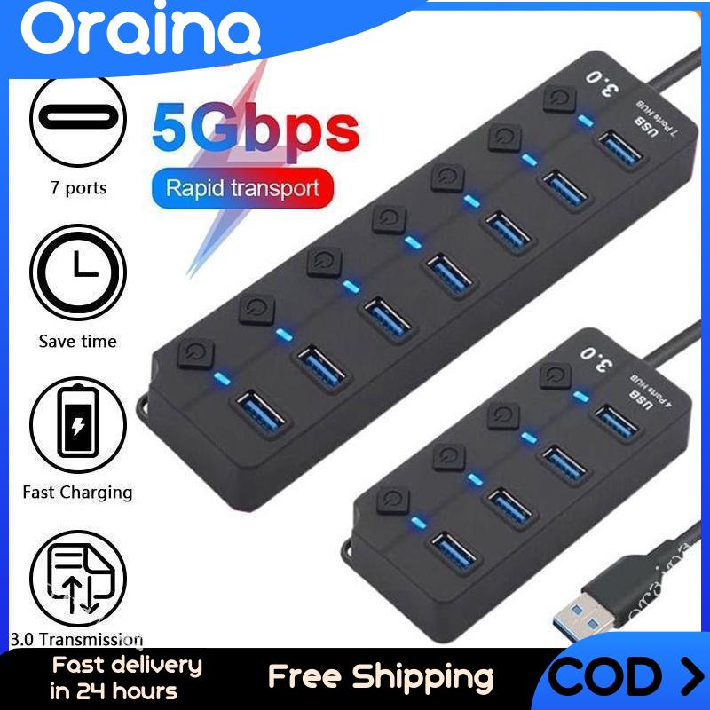 ORAINA --7 Ports USB Hub Extension Cord 3.0 High Speed Mult - TikTok ...