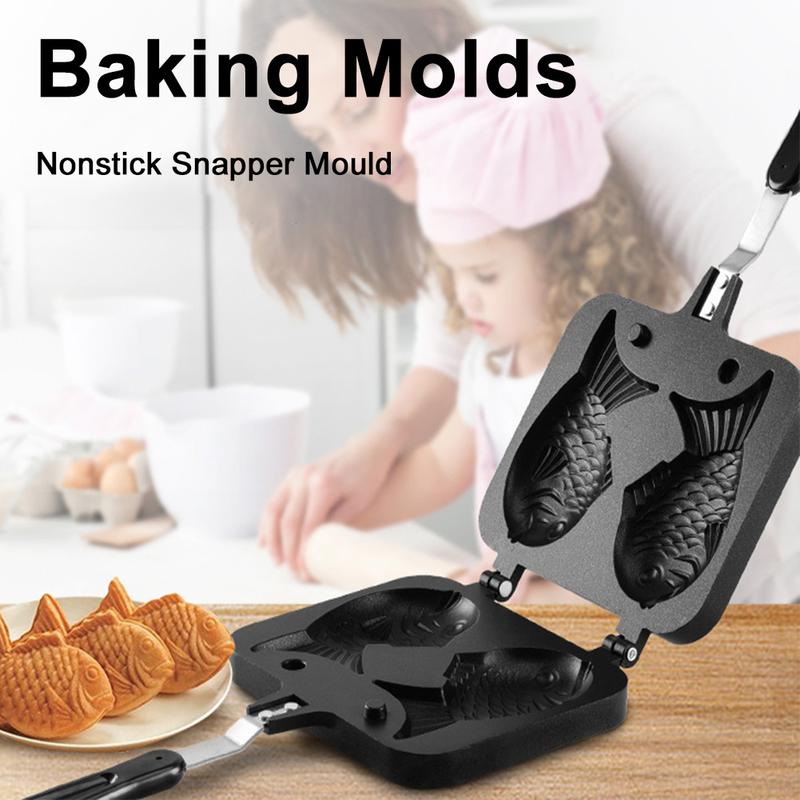 Double Fish Shaped Fry Pan Waffle Molds Aluminum Alloy Taiyaki - TikTok ...