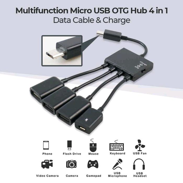 Jual Kabel OTG Micro USB OTG Hub 4 in 1 Data Cable & Charge ...