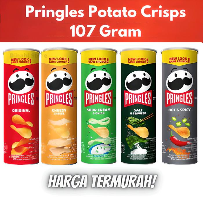 Jual Pringles Potato Crisps 102 Gram Original , Cheesy Cheese , Sour ...