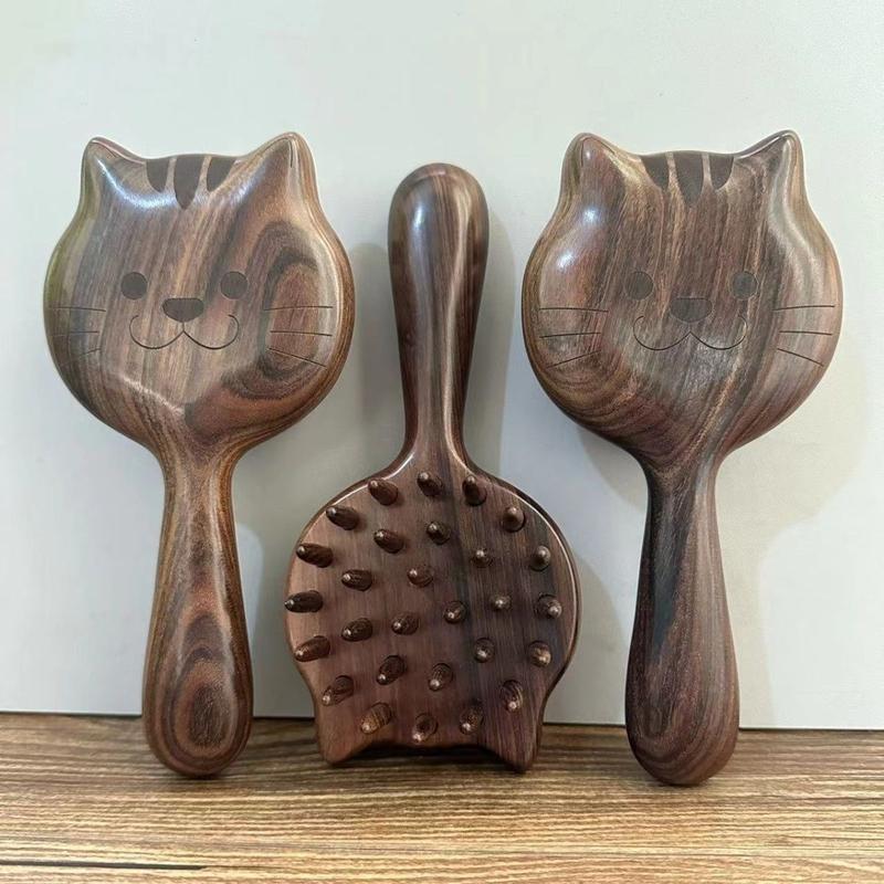 Cat Natural Sandalwood Tooth Comb Portable Massage Comb Tan Carpenter ...