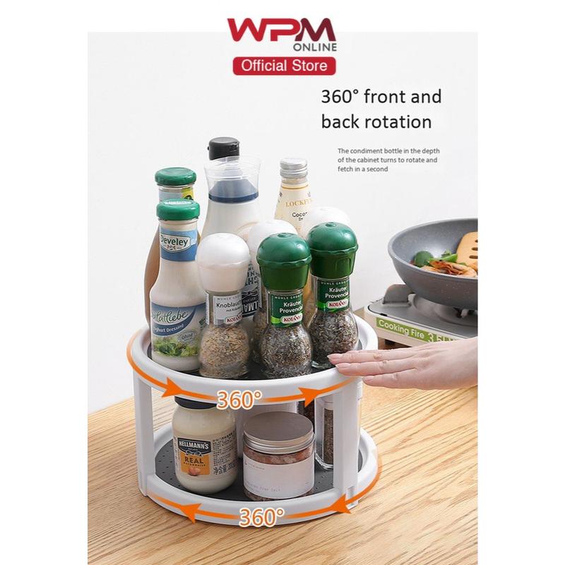 360 Rak Pusing Rotatable Spice Rack with 2 Tiers Small Plastic - TikTok ...