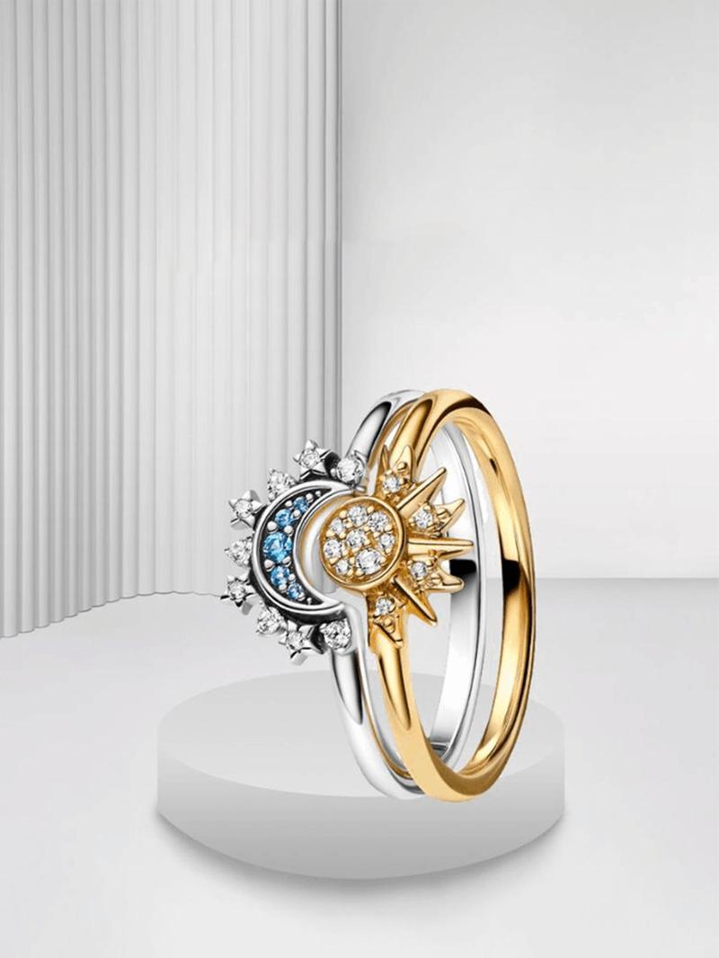 Sun Moon Bracelet Set Stackable Bracelet for Women Men Sparkling Gold ...