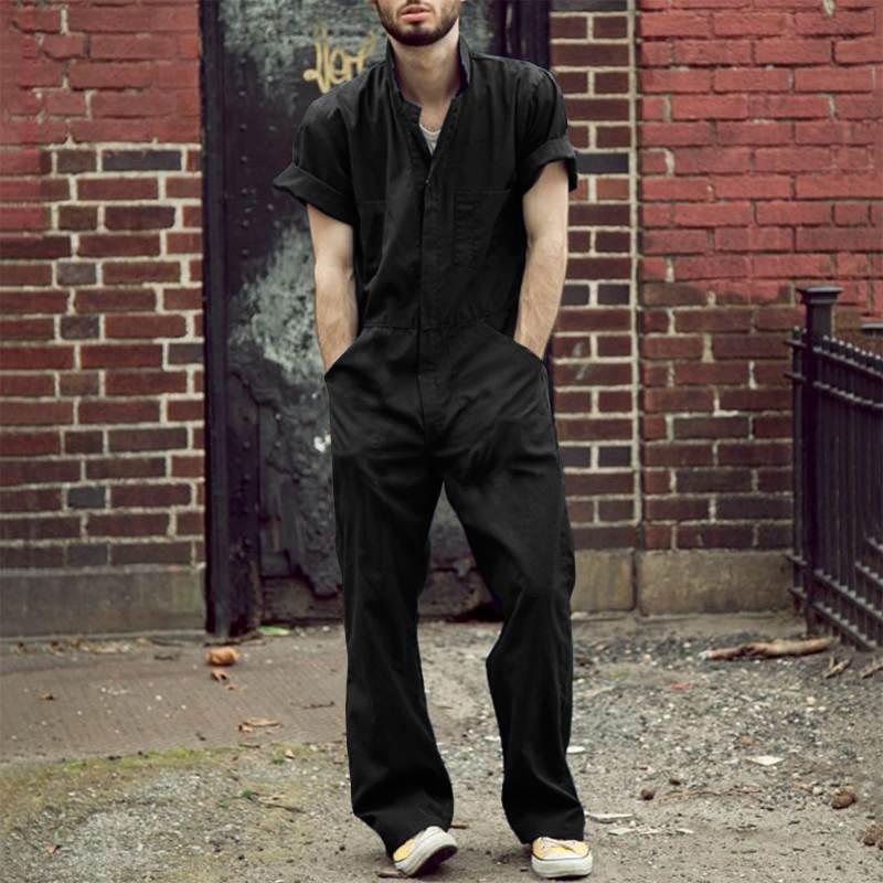 Men's Multi-Pocket Design Overalls Lapel European and American - TikTok ...