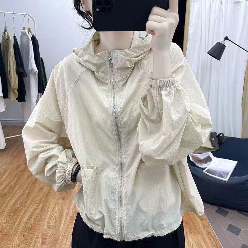 Summer Thin Hooded Loose Sunscreen Clothes Women's 2024 Korean - TikTok ...