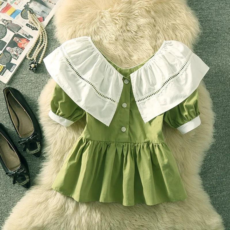 CHICMORE Atasan Kerah Boneka Lengan Pendek dengan Kancing Aktif - Shop ...