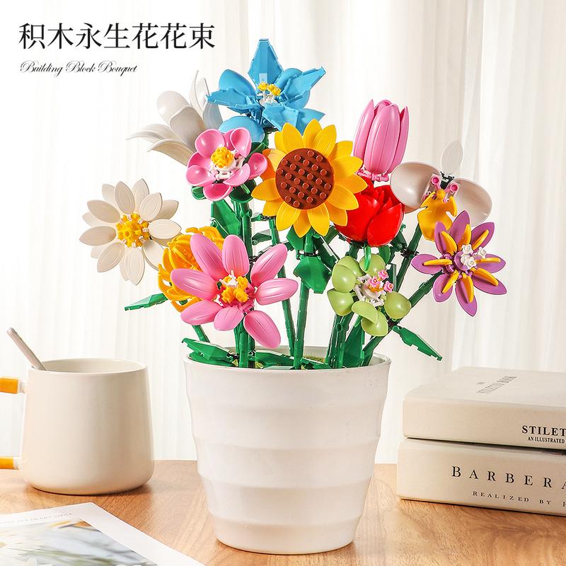 Blok Bangunan Bunga Abadi, Serasi dengan Lego, Sesuai untuk Hari ...