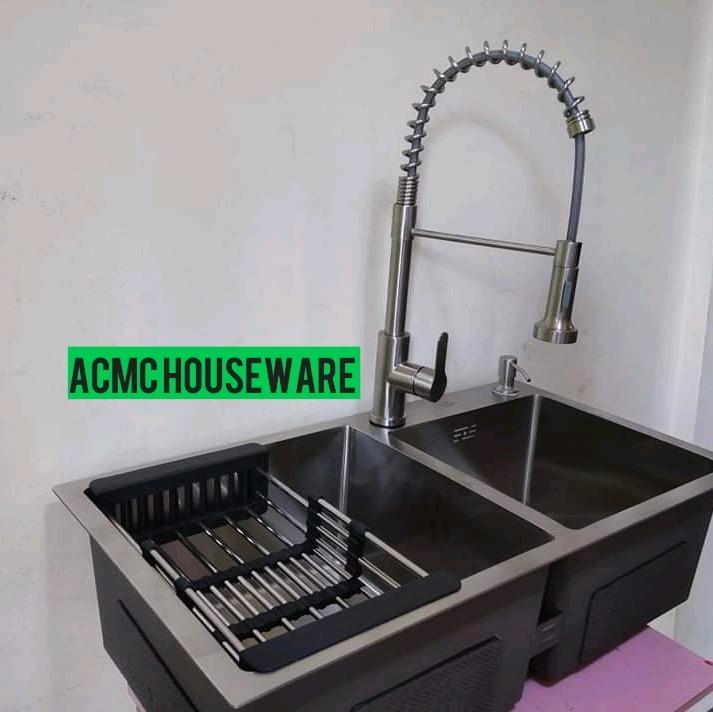 COMPLETE SET 304 Stainless Double Tub Kitchen Sink with Spring - TikTok ...