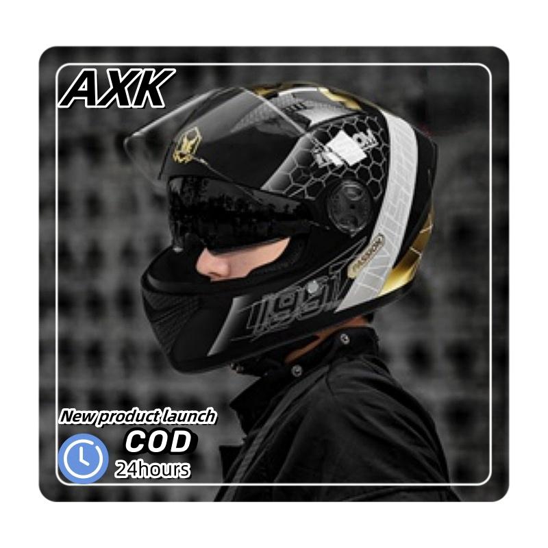 Motorcycle AXK 557 all-season safety helmet full-face dual-mirror ...