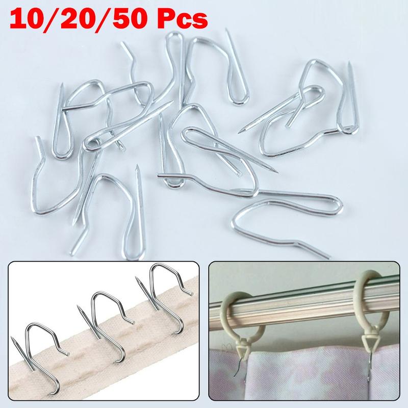 10pcs Curtain Drapery Pin Hooks Silvery Great For Hanging Pleater ...