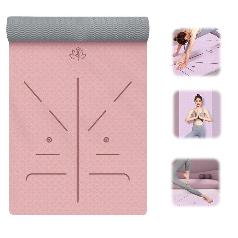 Tikar Yoga Tidak Licin, Bahan TPE, Tikar Senaman Kecergasan Garis ...