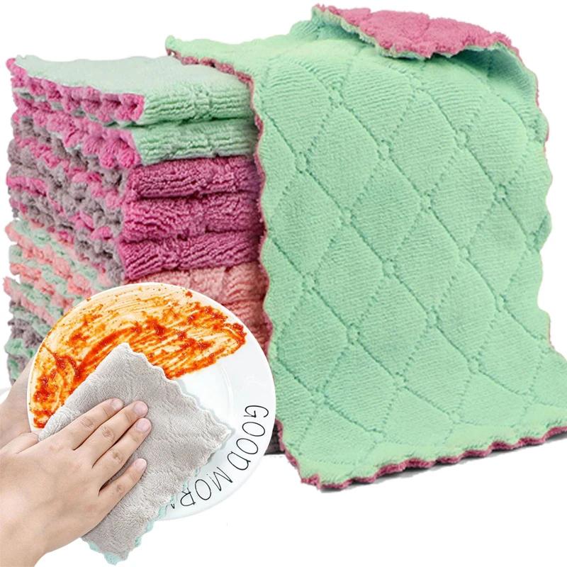 Double-layer Microfiber Towel Absorbent Kitchen Cleaning Cloth - TikTok ...