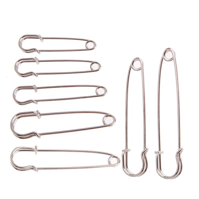10 Pcs/Set Silver Tone Safety Pins Large Strong Heavy Duty Pinning ...