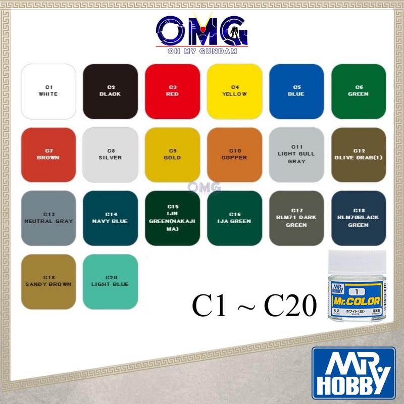 C1 - C20 Mr. Hobby Mr Color Mr Hobby White Black Red Yellow Blue ...