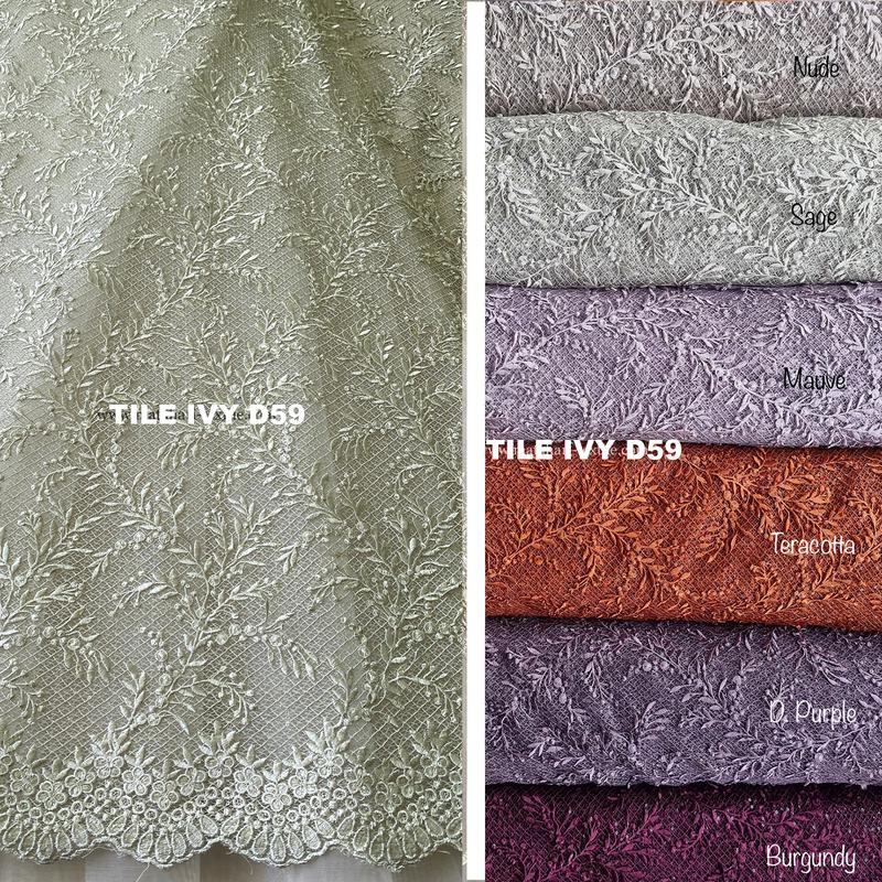 TILE IVY D59 BORDIR MESH TEBAL + PADAT Lebar kain 1.3m Baju - Shop ...