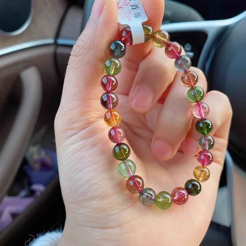 Gelang Turmalin, Bahan Lama Brazil Alamiah, Manik Bulat, Lutsinar ...