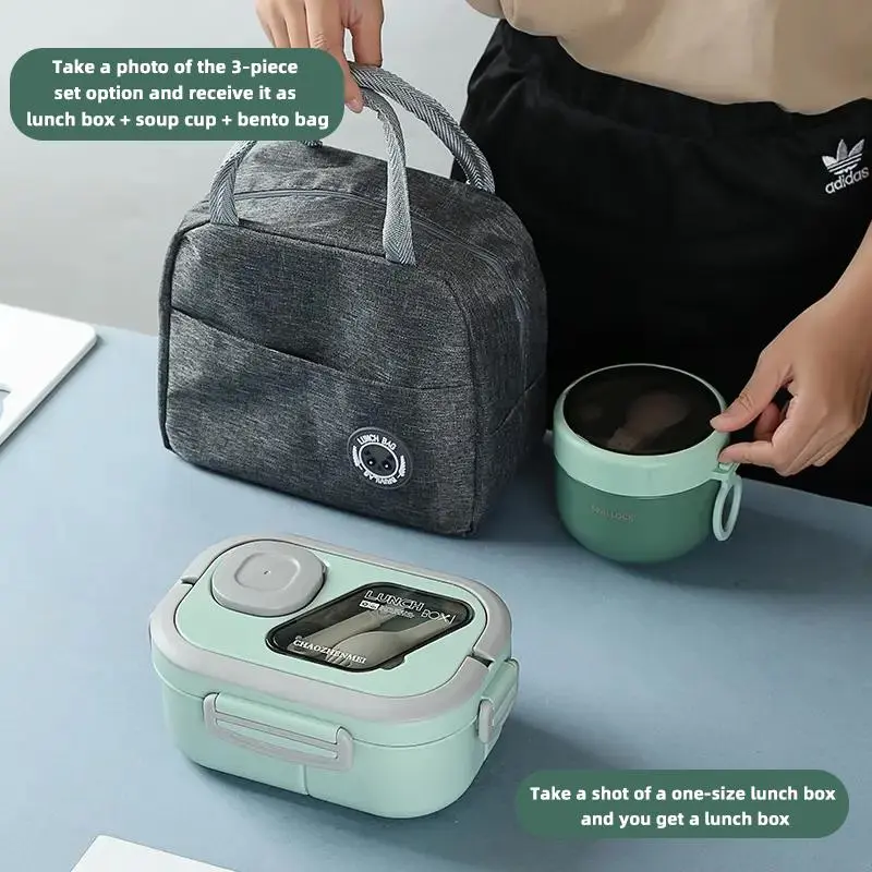Spring Multi Grid Lunch Box with Cutlery Set, Portable Tableware Lunch ...