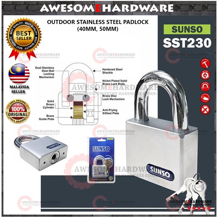 (ANTI CUT) SUNSO SST230 40MM SUS304 STAINLESS STEEL PADLOCK FOR ...